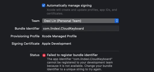 Xamarin iOS 部署项目提示 Failed to register bundle identifier 失败