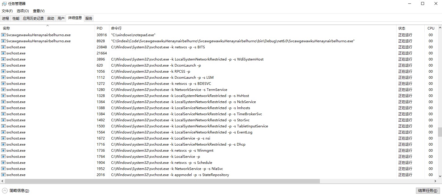 Win32 使用 CreateProcess 方法让任务管理器里的命令行不显示应用文件路径